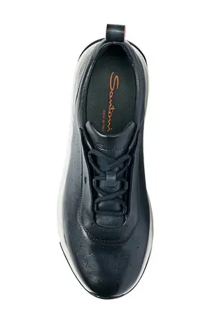 Santoni Leather Lace-up Sneaker - Blue