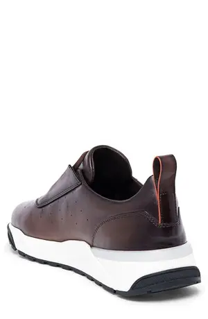Santoni Leather Lace-up Sneaker - Dark Brown