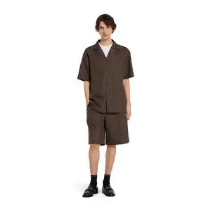 Gucci Gg Canvas Linen Blend Bowling Shirt - Brown