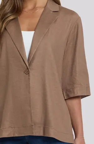NYDJ Linen-blend Elbow-sleeve Blazer