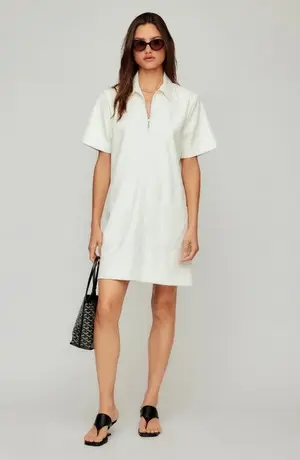 Fifteen Twenty Faux Leather Half Zip Shift Dress
