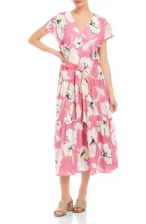 Fifteen Twenty Kristine Floral Tiered Cotton Midi Dress - Floral Print