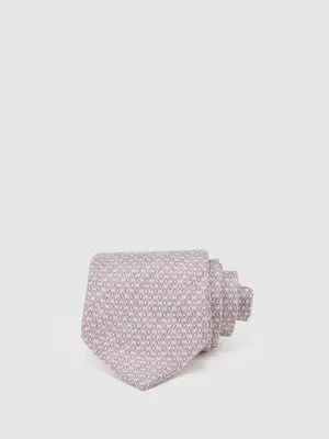 REISS Emilio Silk Micro Geometric-print Tie