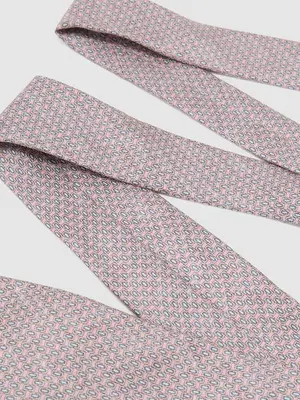 REISS Emilio Silk Micro Geometric-print Tie