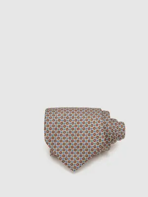 REISS Cenzo Silk Micro Paisley-print Tie - Camel Brown