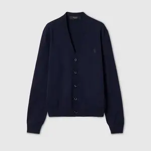 Gucci Knit Wool Cardigan With Embroidery - Blue