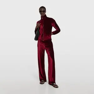 Gucci Gg Stretch Velvet Devoré Zipped Jacket - Bordeaux
