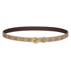 Gucci Thin Belt With Interlocking G Buckle - Beige