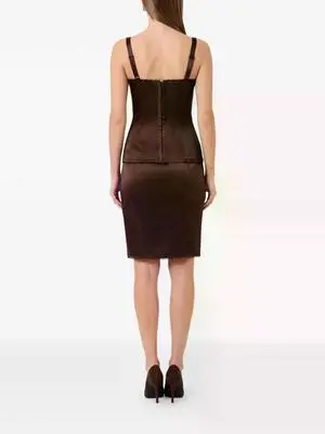 NICHOLAS Dayane Lace-trim Midi Skirt - Brown