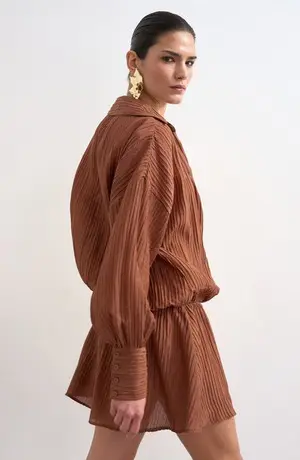 Topshop Long Sleeve Ribbed Shirt Dress