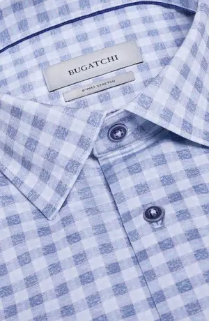 Bugatchi James Ooohcotton® Textured Gingham Check Button-up Shirt - Ether