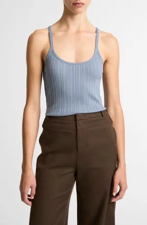 Vince Variegated Rib Tank - Azul