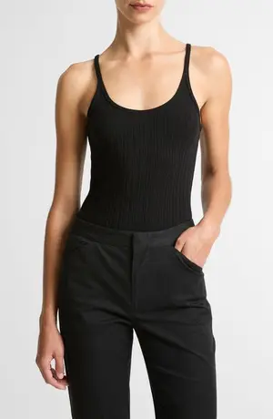 Vince Variegated Rib Tank - Black