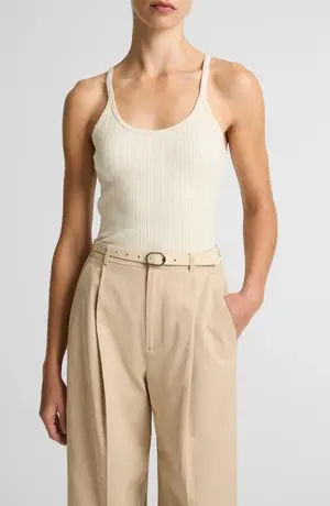 Vince Variegated Rib Tank - Flax