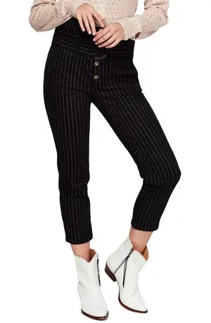 Free People Montella Pinstripe Crop Skinny Pants
