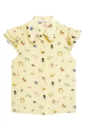 Alice + Olivia Silk Button-up Shirt With Ruffle Sleeves