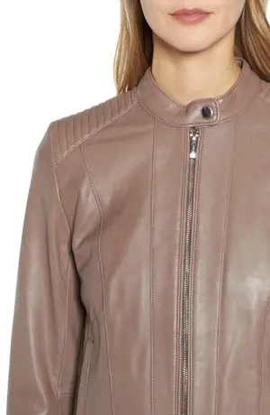Cole Haan Leather Moto Jacket