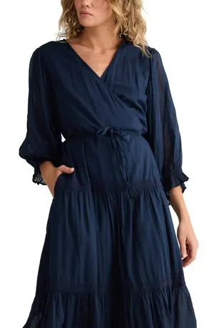 TALISMAN THE LABEL Lunar Wrap Front Tiered Cotton Dress