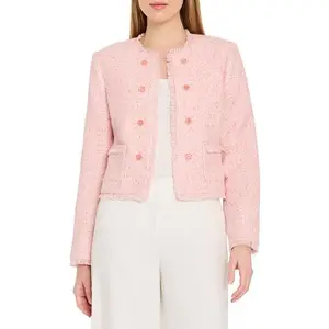 TAHARI ASL Metallic Bouclé Crop Jacket
