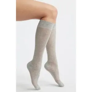 HIGH HEEL JUNGLE Semisheer Ribbed Knee High Socks Grey