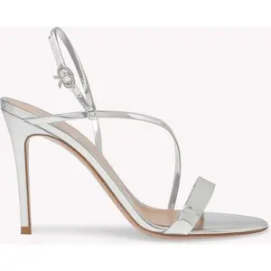GIANVITO ROSSI Manhattan 95 Sandal - Metallic Silver Leather