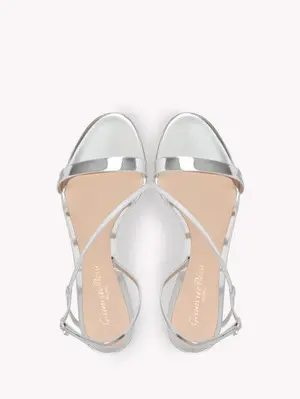 GIANVITO ROSSI Manhattan 95 Sandal - Metallic Silver Leather
