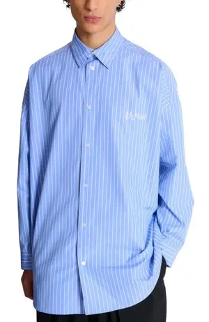 Balmain Relaxed Shirt With Stripes - Blue