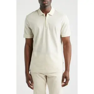 BOSS Paras Piqué Zip Polo - Open White