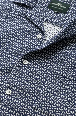 Rodd & Gunn Knightsbridge Geometric Embroidery Cotton Camp Shirt
