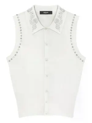 Versace Embellished Vest - White