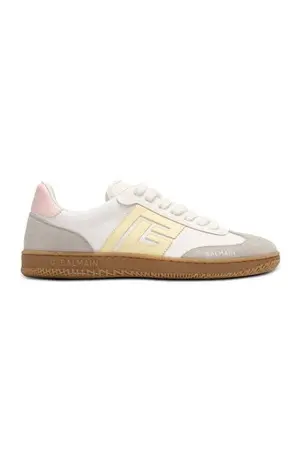 Balmain Swan Trainers In Calfskin And Nylon - White