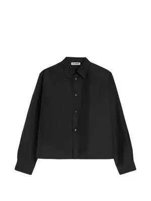 JIL SANDER Cropped Long-sleeved Shirt - Black