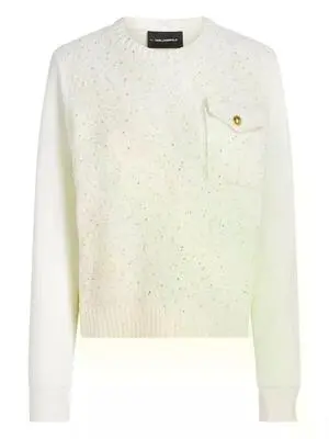 Karl Lagerfeld Bouclé Pocket Sweater - Neutrals