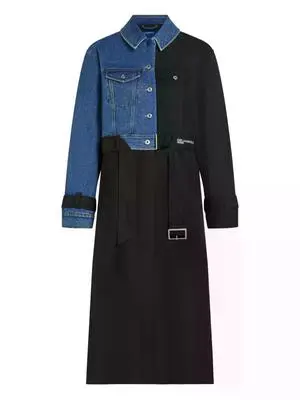 Karl Lagerfeld Denim-paneled Belted Trench Coat - Blue