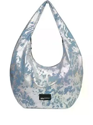 Karl Lagerfeld Logo-patch Denim Shoulder Bag - Silver