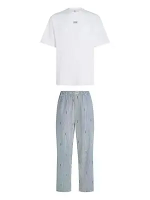 Karl Lagerfeld Striped Logo Pajamas - White