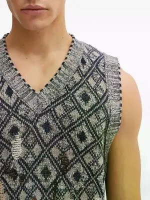WALES BONNER Argyle Knit Vest