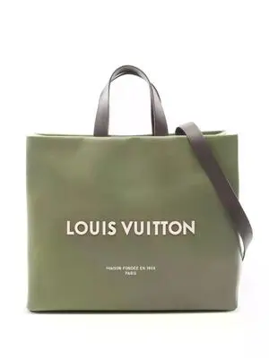 LOUIS VUITTON 2021 Logo-detail Leather Tote Bag - Green