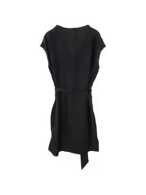 Hermès V-neck Mini Dress With Belt - Black