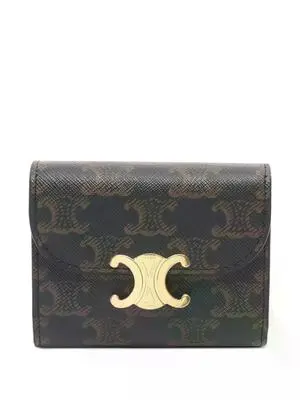 Celine 1920s Signature Triomphe Motif Wallet - Black