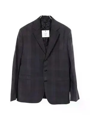 Hermès Tailored Plaid Wool Jacket - Black
