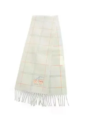 Hermès 10s Embroidered Cashmere Scarf - Neutrals