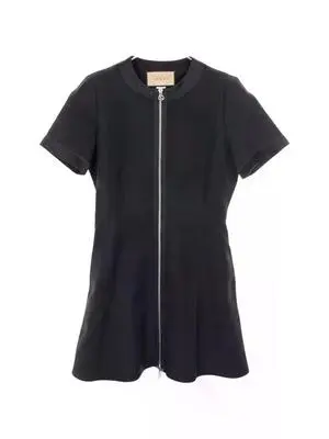 Gucci 10s Front-zip Short-sleeves Dress