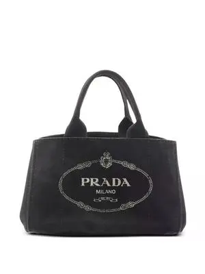 Prada 2000s Canapa Canvas Tote Bag - Black