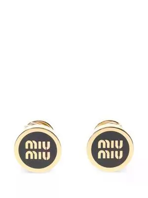 Miu Miu Logo-embellishment Earrings - Gold