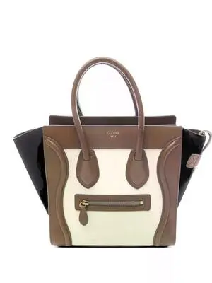 Celine Leather Suede Tote Bag - Neutrals