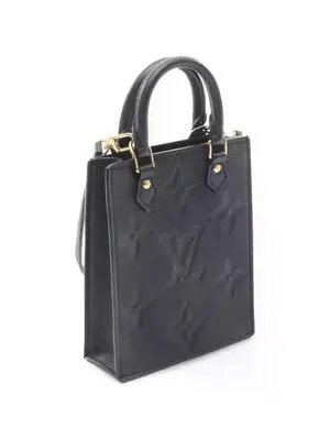 LOUIS VUITTON 2021 Petit Sac Plat Monogram Embossed Leather Bag