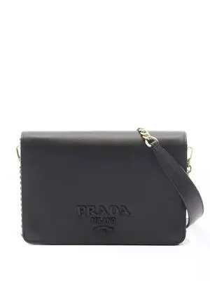 Prada 1990s Chain Leather Wallet - Black