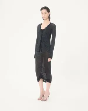 Valentino Garavani Lurex Knit Cardigan With Lace Trim - Black/silver
