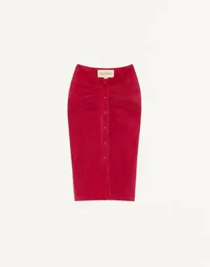 Valentino Garavani Suede Skirt With Buttons - Cherry Red